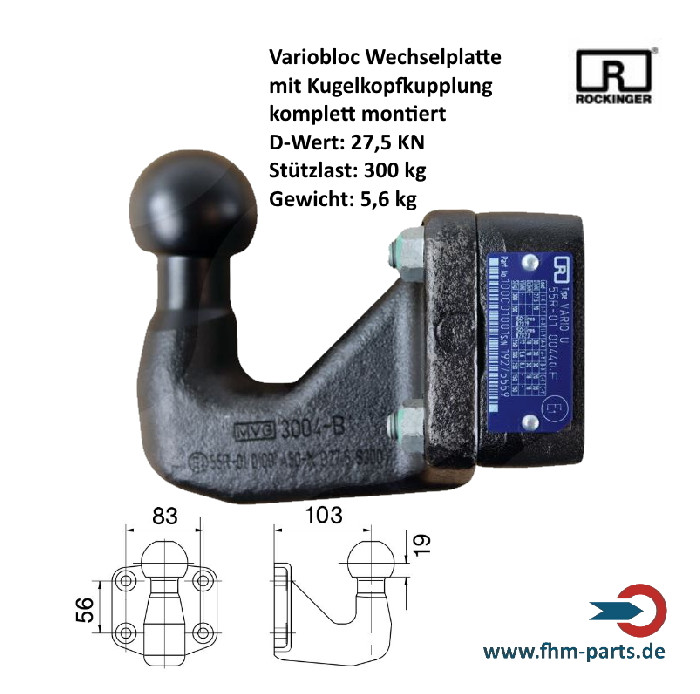 Variobloc Wechselplatte mit Kugelkupplung ROKK445